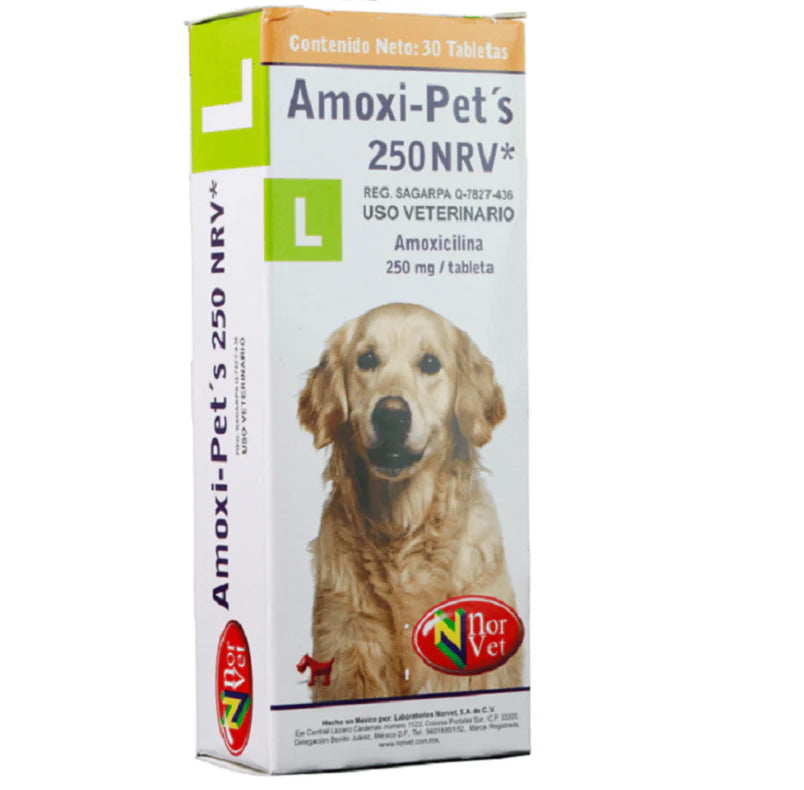 Amoxi-Pets NRV 250 mg. 30 Tabs – Distrito Vet